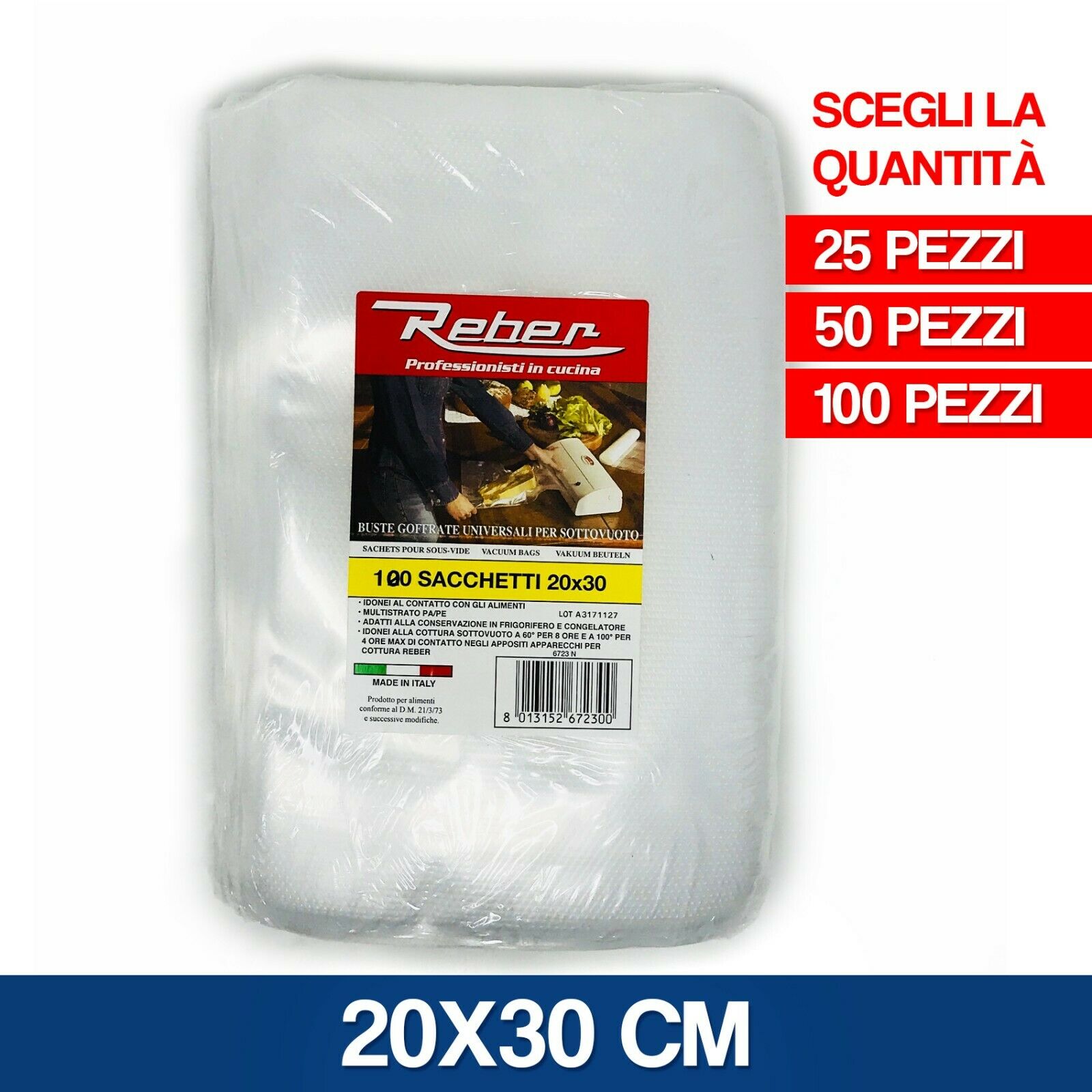 REBER BUSTE SACCHETTI SOTTOVUOTO SOTTO VUOTO ALIMENTI MADE ITALY 24313V ...