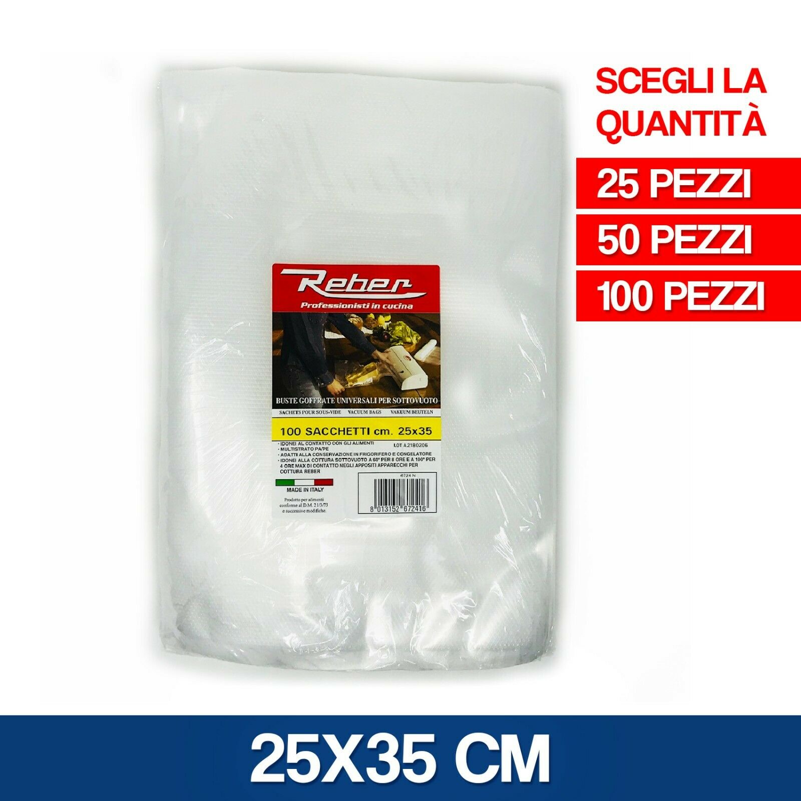 REBER BUSTE SACCHETTI SOTTOVUOTO SOTTO VUOTO ALIMENTI MADE ITALY 24313V ...
